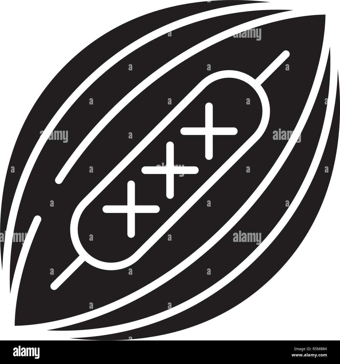 American football black icon, vector sign on isolated background ...