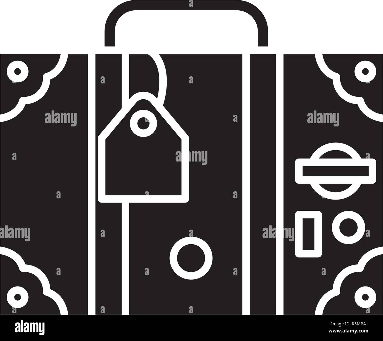 Travel suitcase black icon, vector sign on isolated background. Travel ...