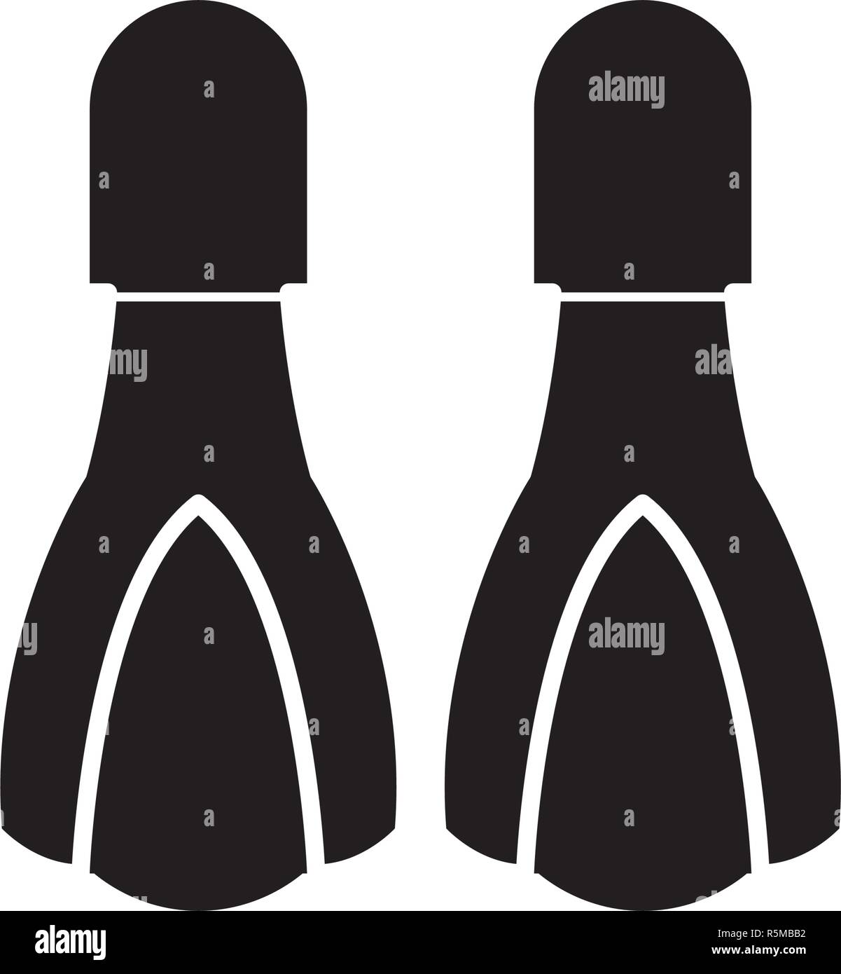 Flippers black icon, vector sign on isolated background. Flippers ...