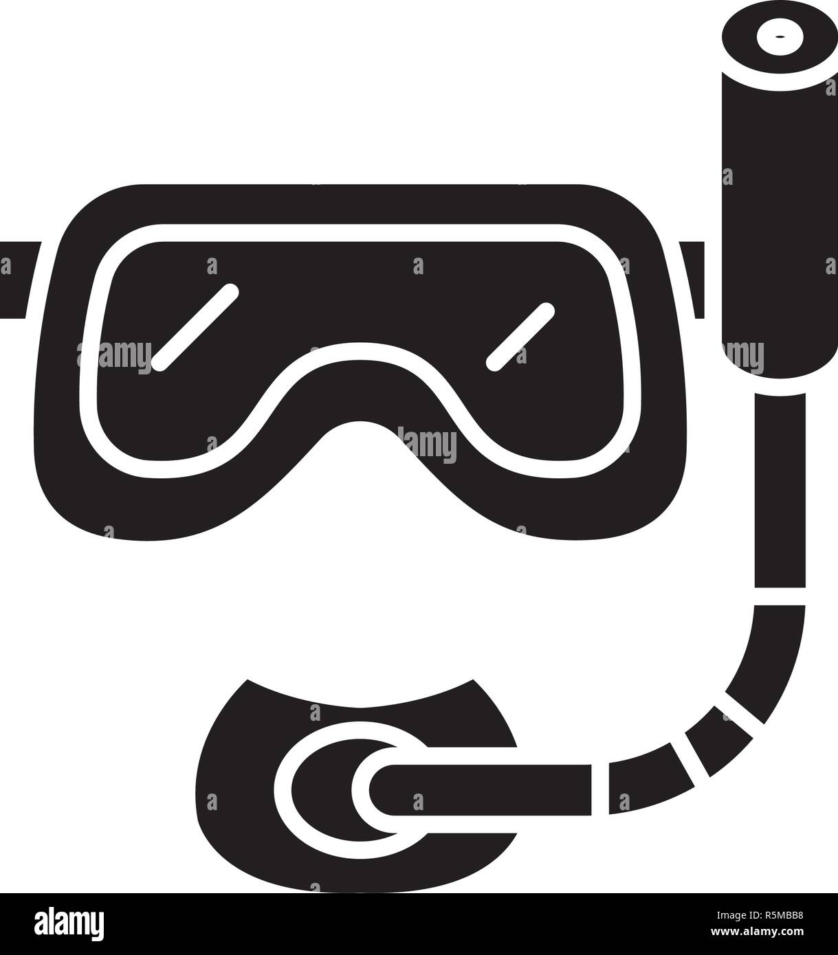 Scuba diving mask black icon, vector sign on isolated background. Scuba ...
