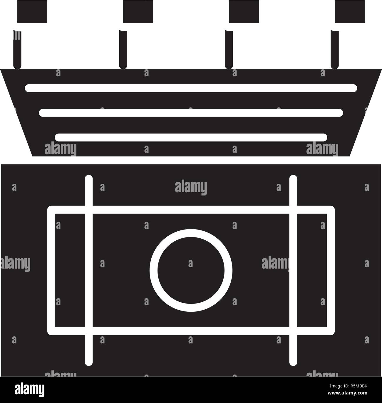 Sports field black icon, vector sign on isolated background. Sports ...
