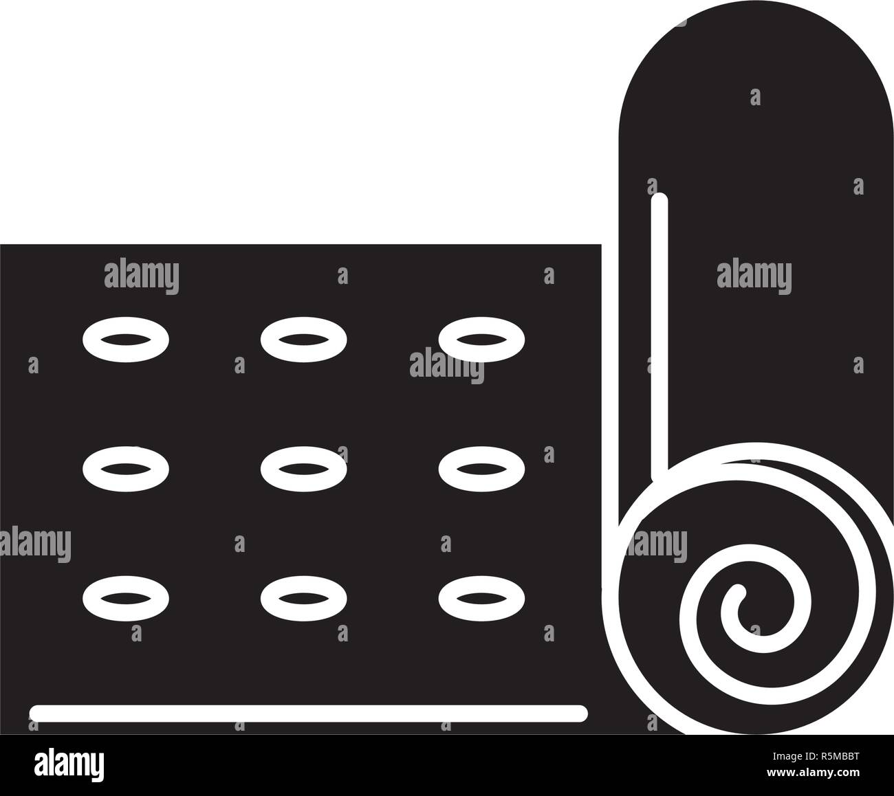 Yoga mat black icon, vector sign on isolated background. Yoga mat ...