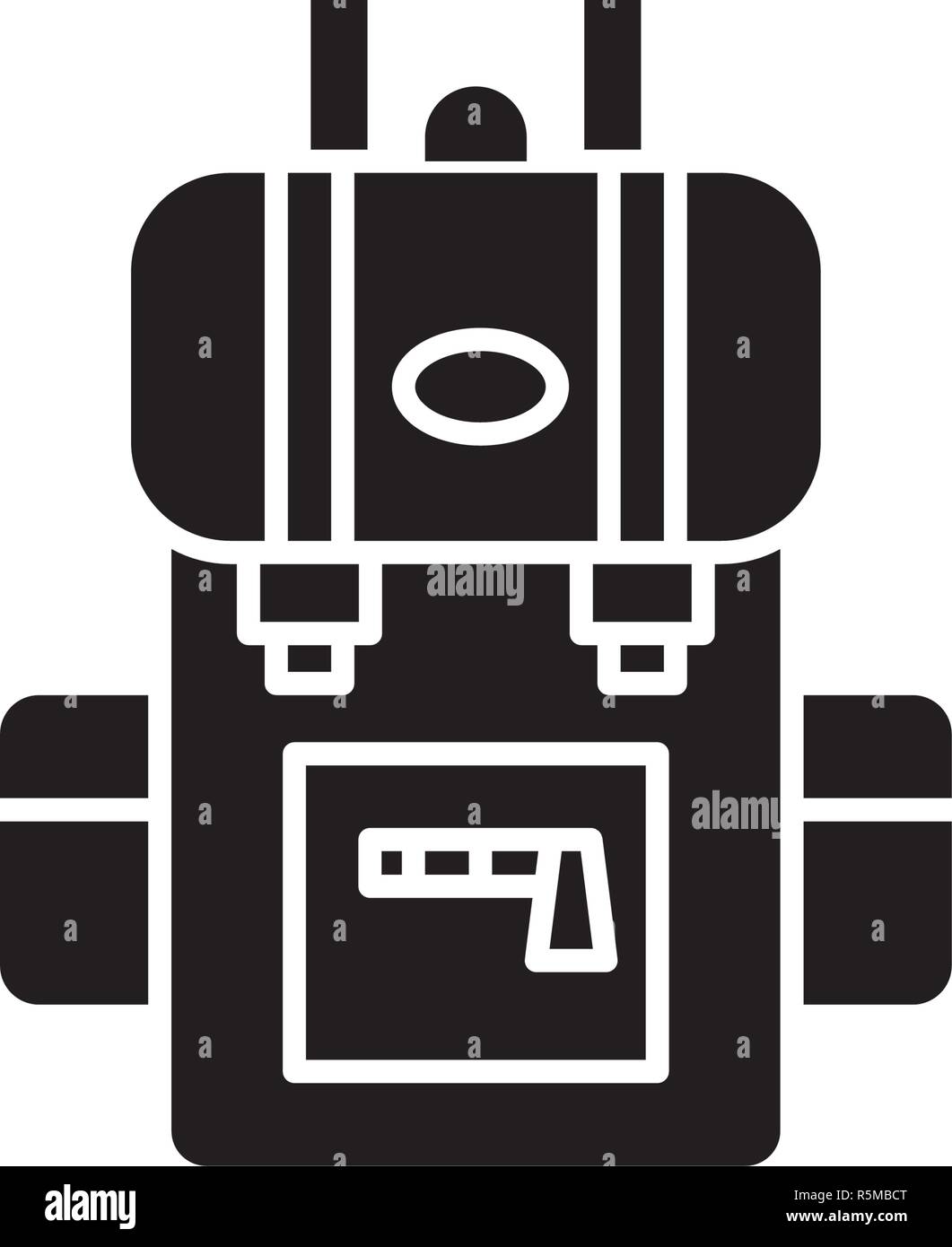 Travel backpack black icon, vector sign on isolated background. Travel ...