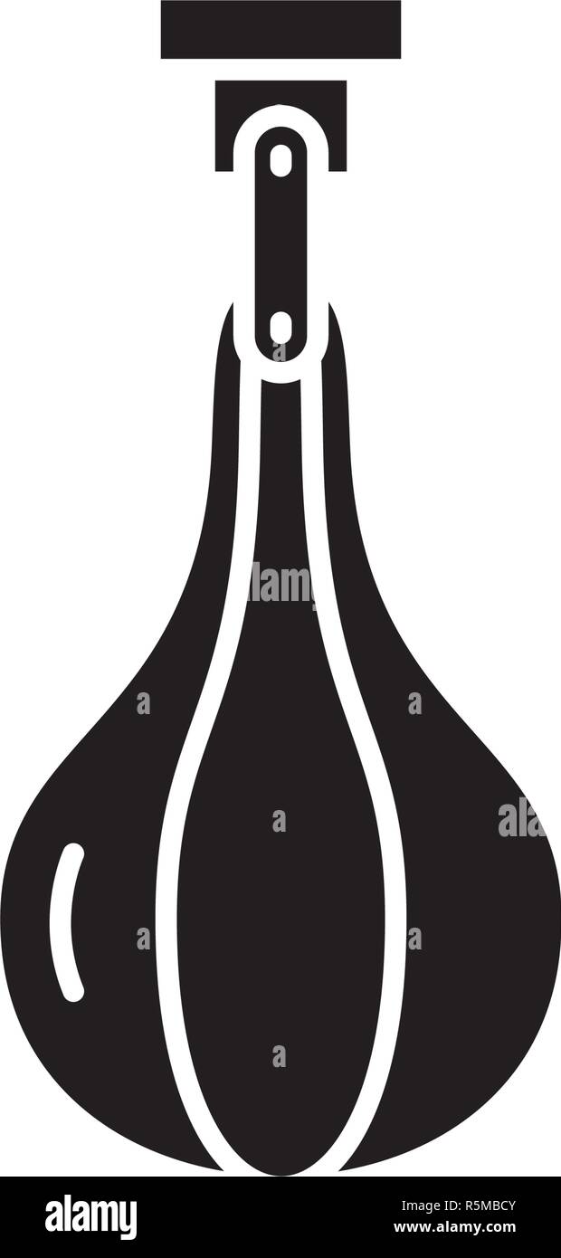 Punching bag black icon, vector sign on isolated background. Punching ...