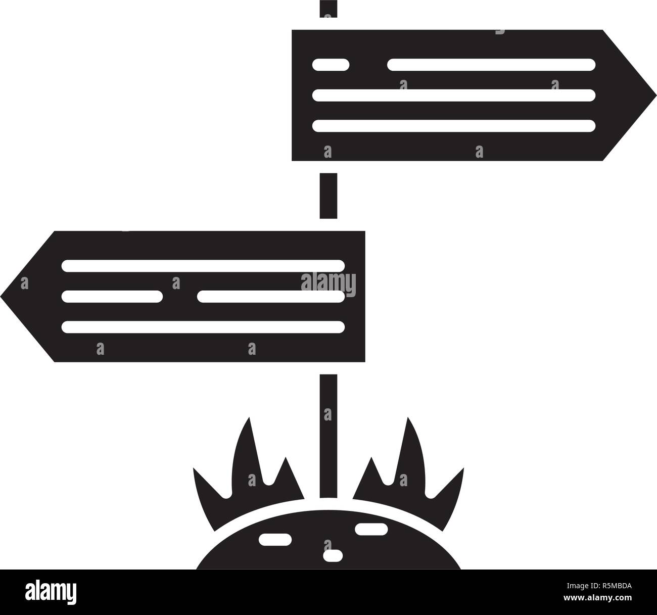 Directions of the road black icon, vector sign on isolated background ...