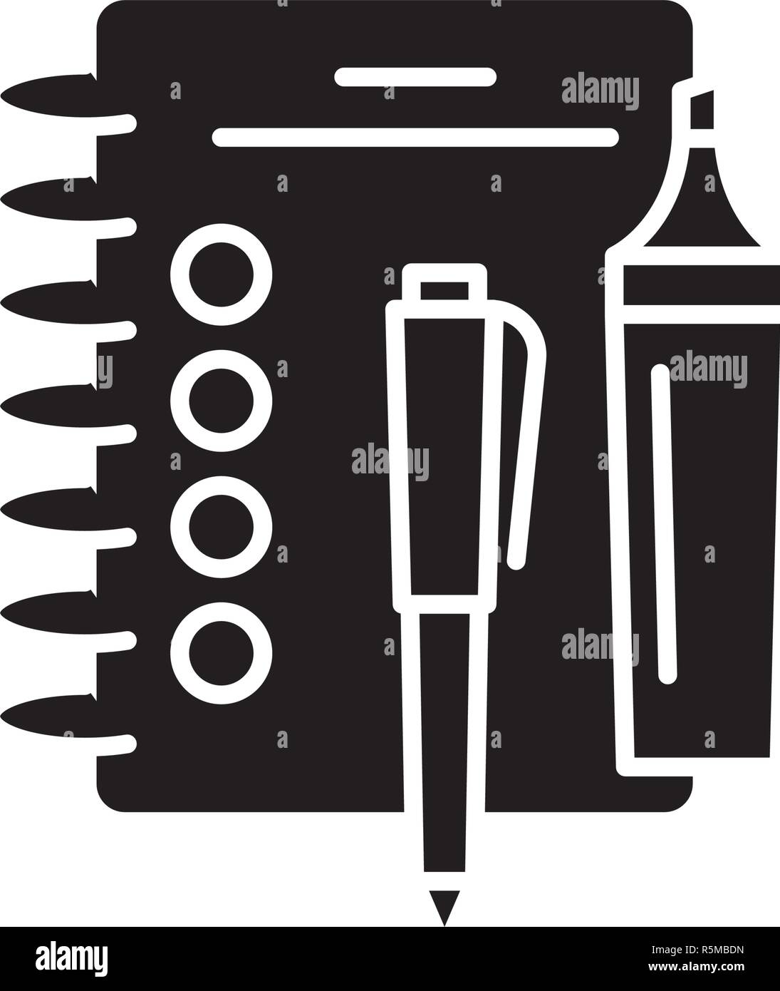 Notebook black icon, vector sign on isolated background. Notebook ...