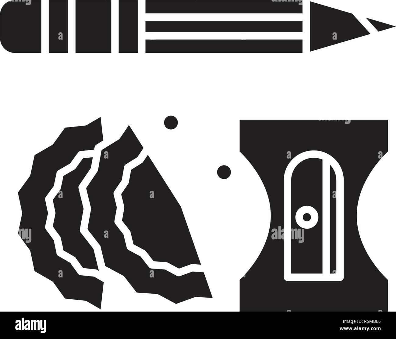 Pencil and sharpener black icon, vector sign on isolated background ...