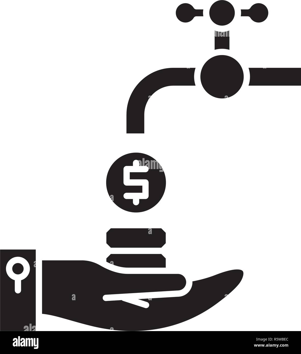 Cash flow black icon, vector sign on isolated background. Cash flow ...
