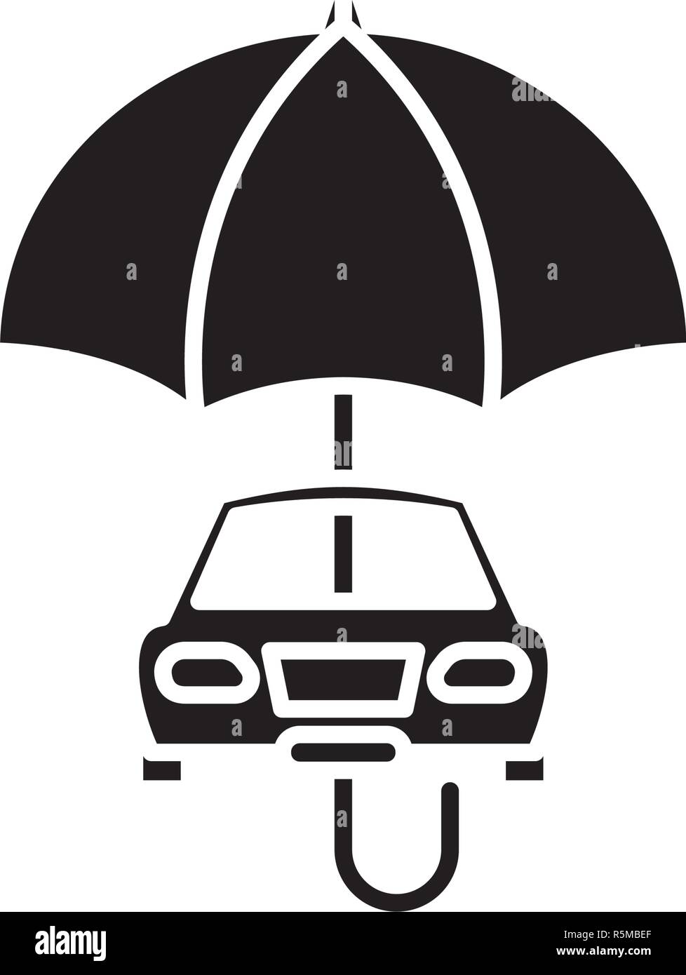 Car insurance black icon, vector sign on isolated background. Car ...