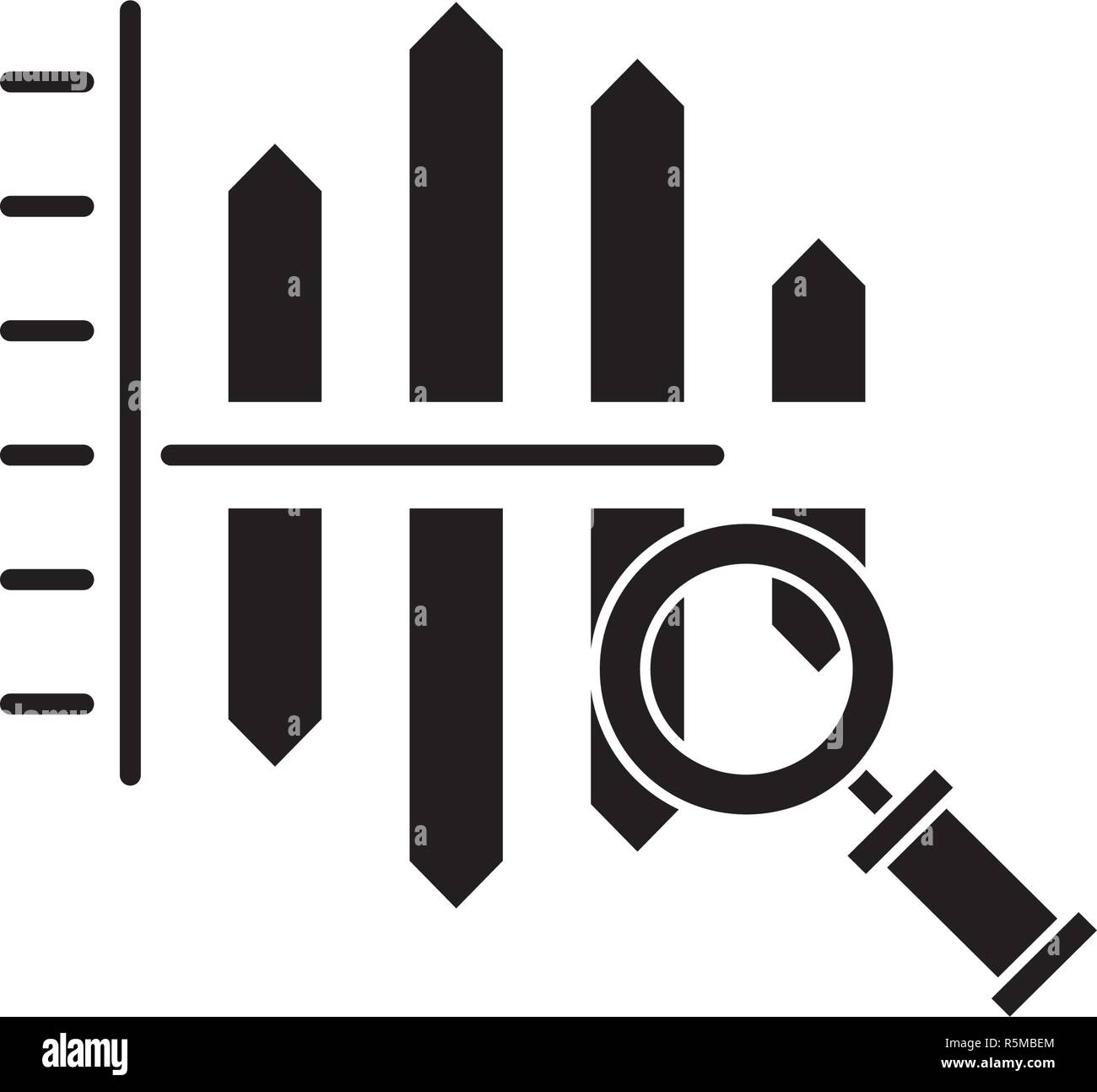 Cost and revenue analysis black icon, vector sign on isolated ...
