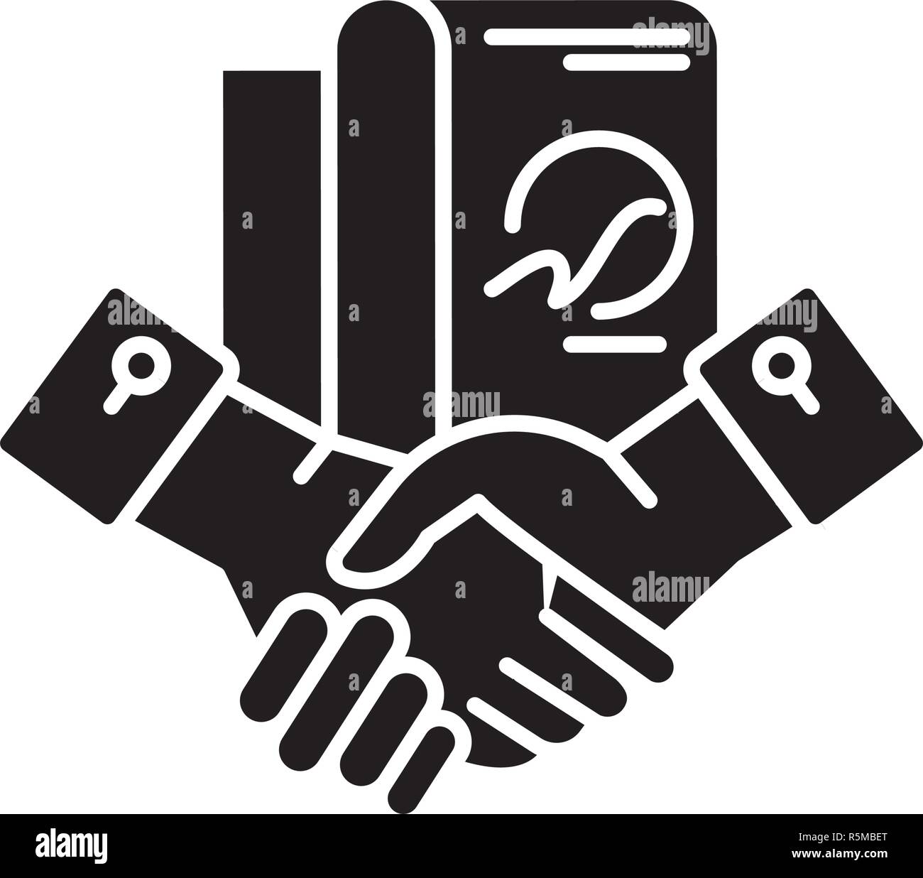 Business partnership black icon, vector sign on isolated background ...