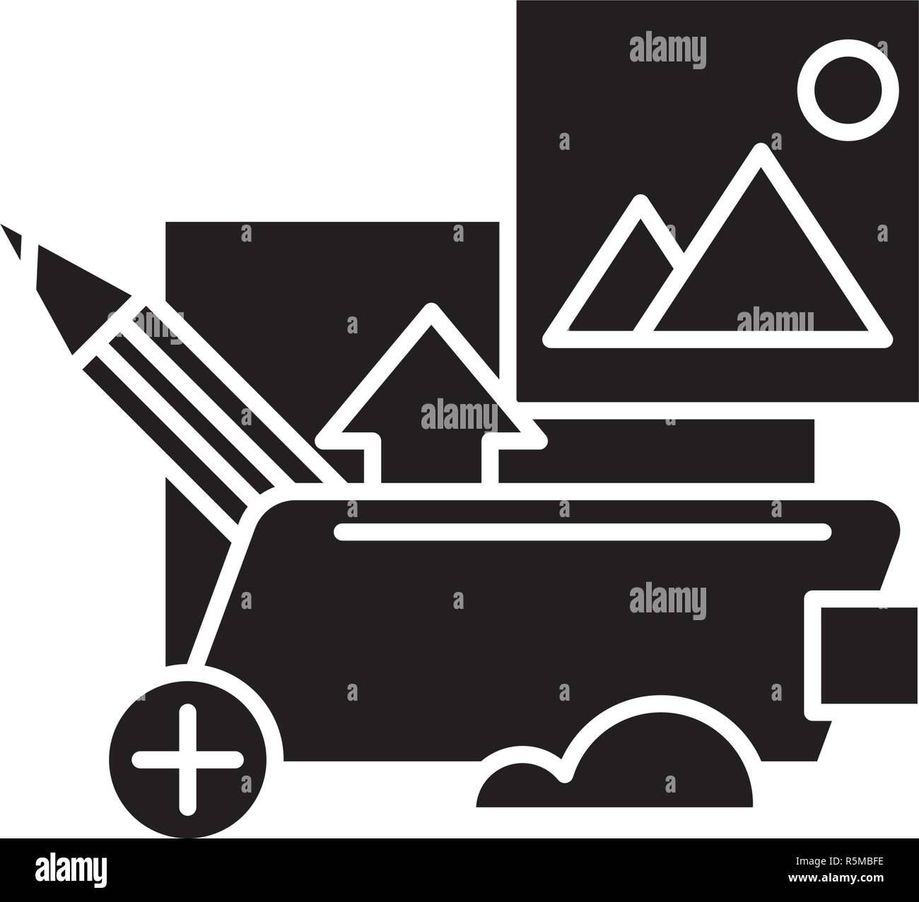 Media files black icon, vector sign on isolated background. Media files ...