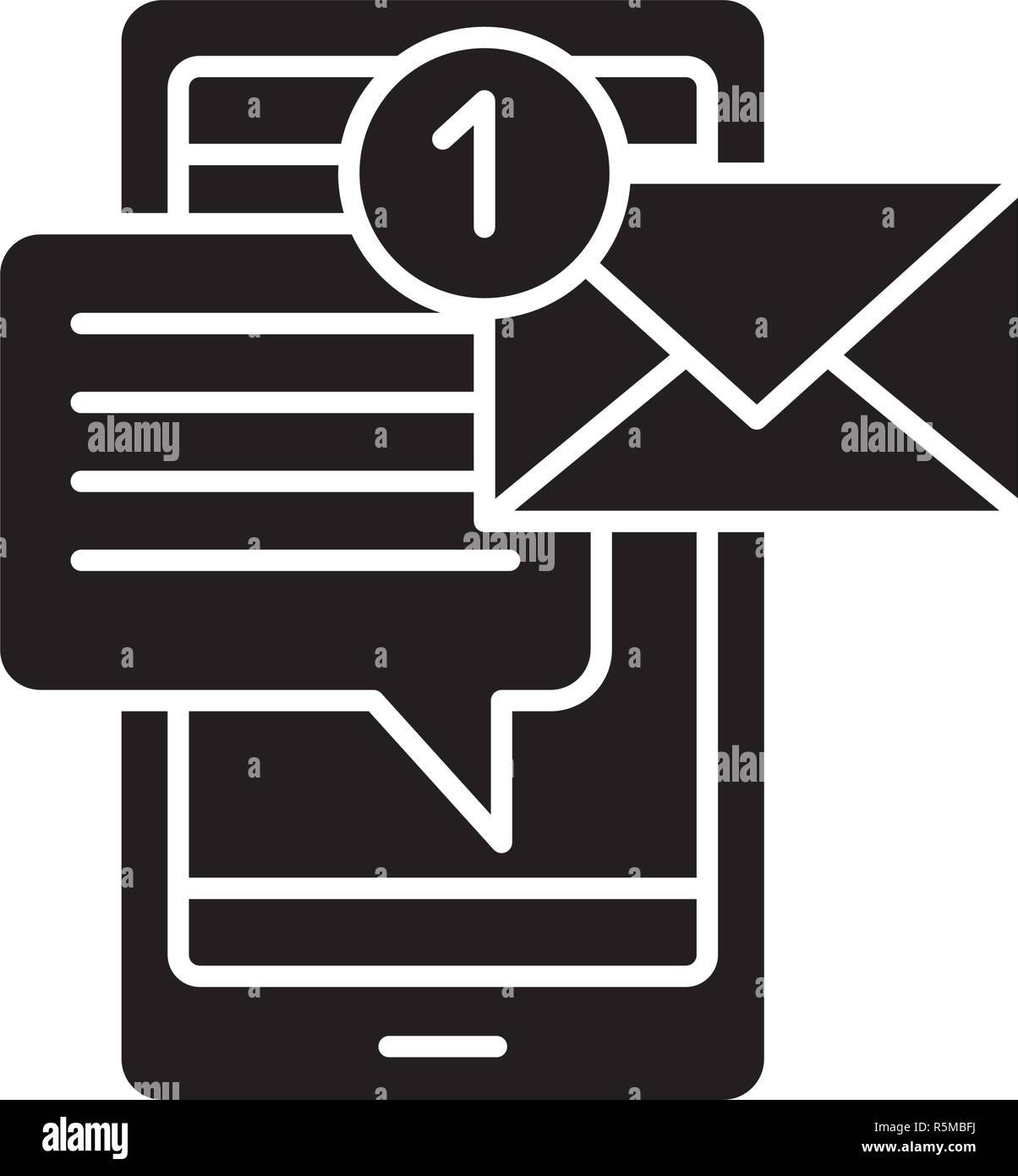 Mobile chat bot black icon, vector sign on isolated background. Mobile ...