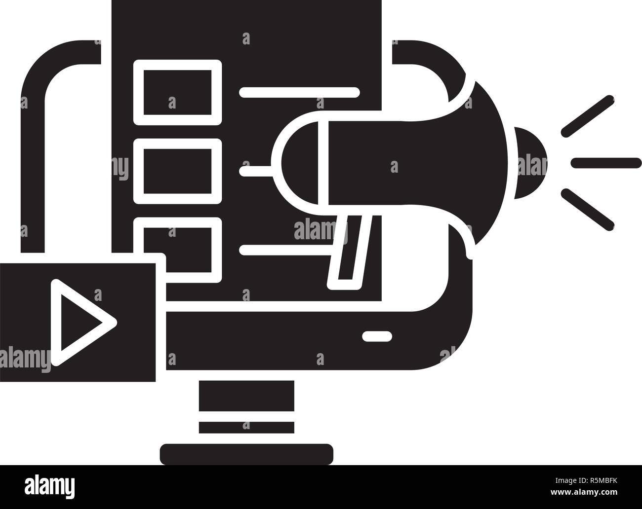 Digital marketing black icon, vector sign on isolated background ...