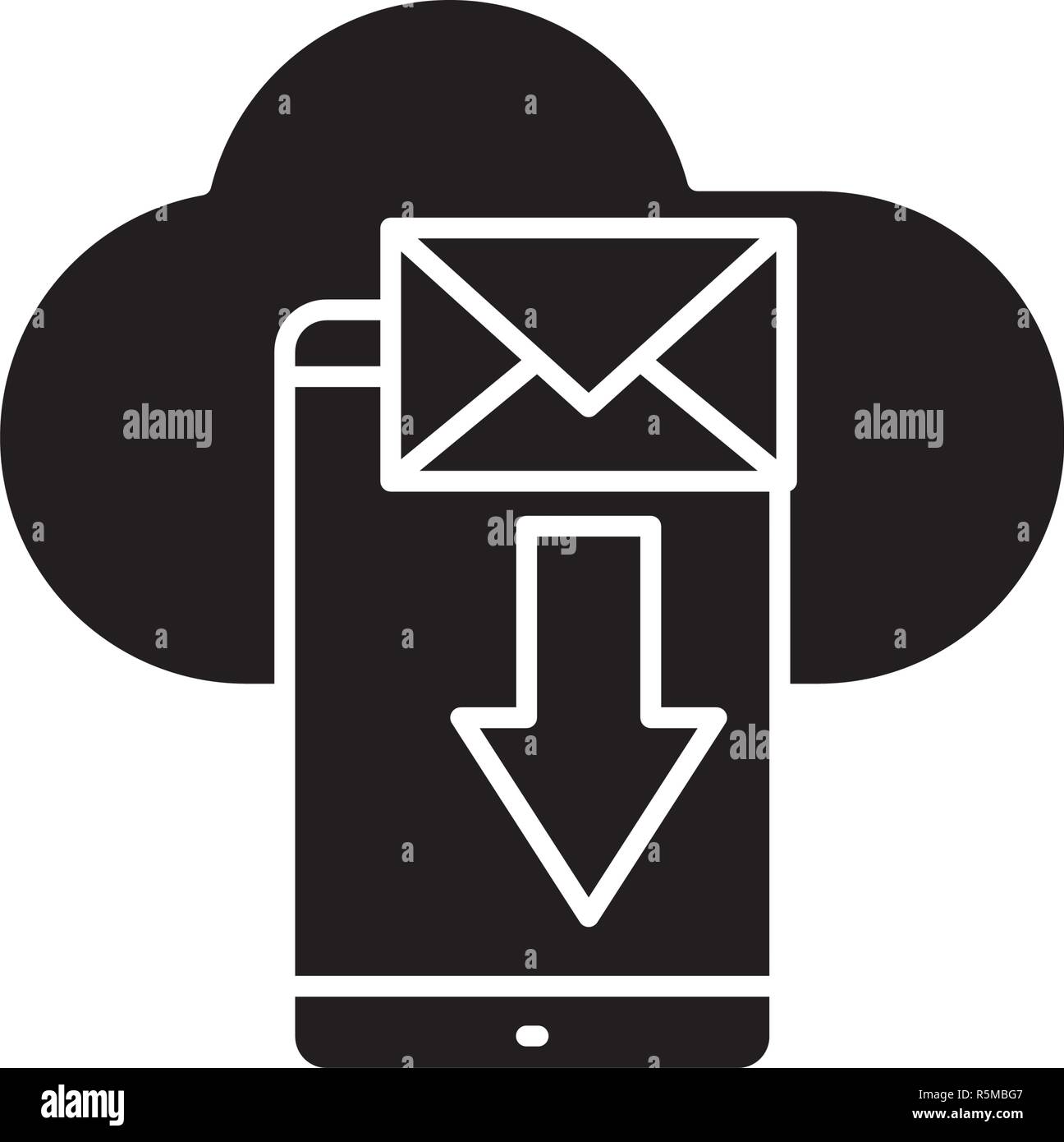 Mobile letter black icon, vector sign on isolated background. Mobile ...