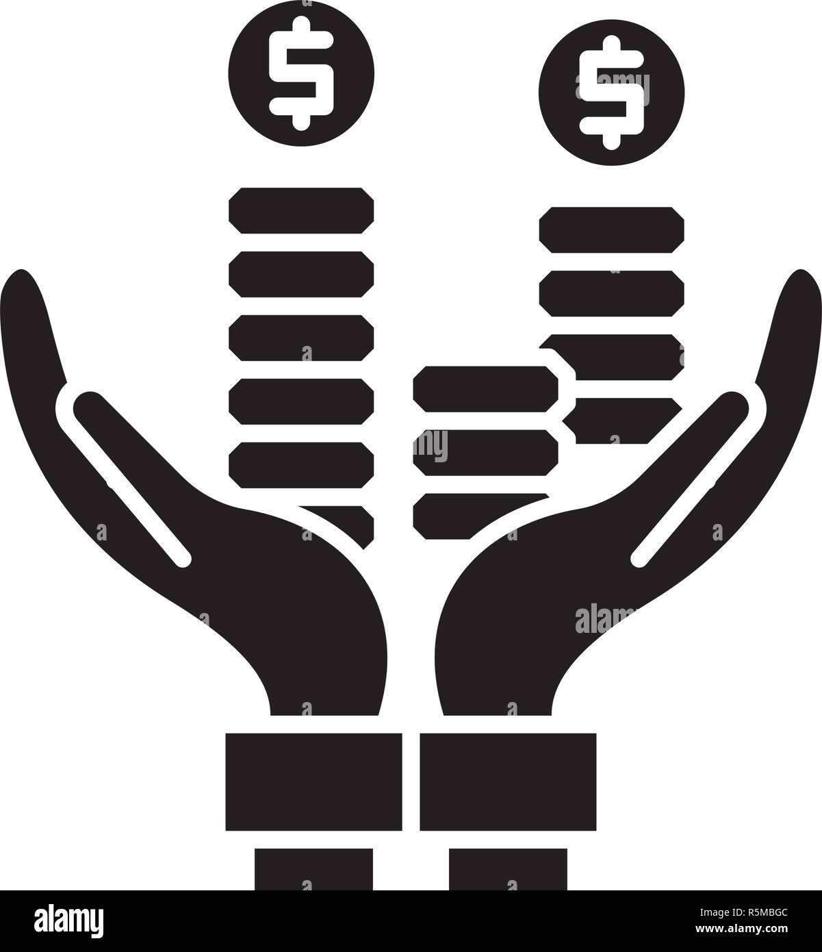 Business profit black icon, vector sign on isolated background ...