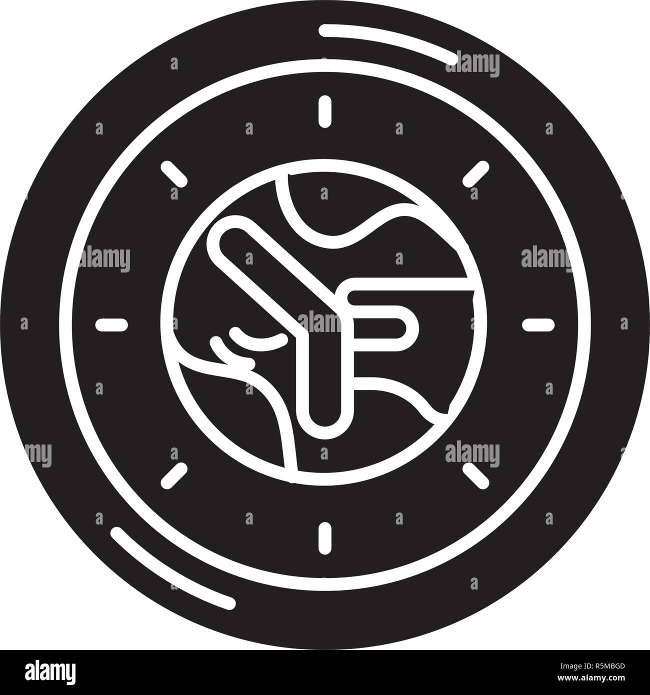 Working time black icon, vector sign on isolated background. Working ...