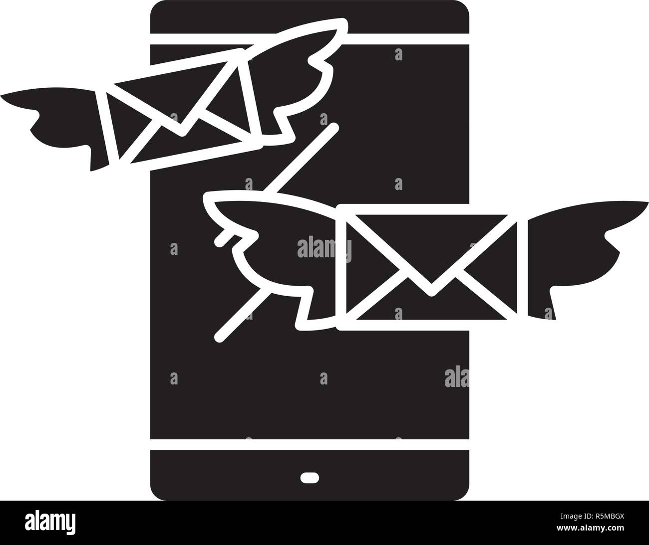Sending messages black icon, vector sign on isolated background ... Sending messages black icon, vector sign on isolated background ...