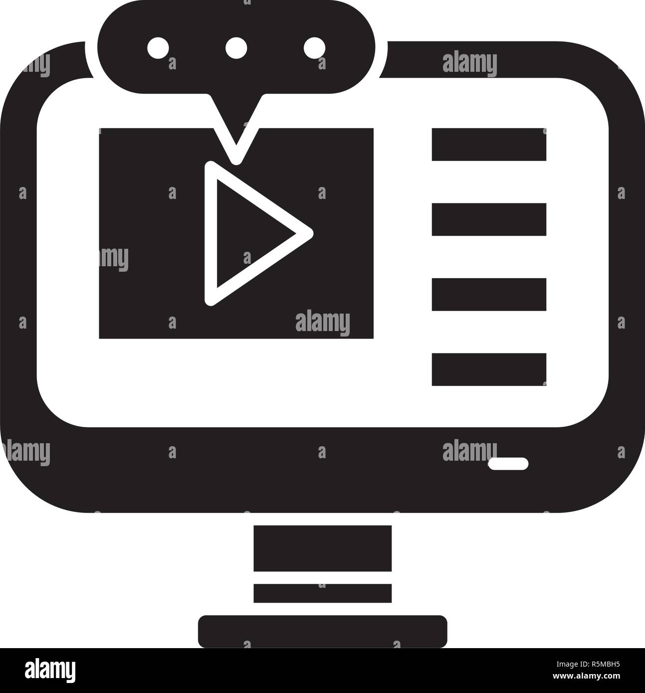 Video lessons black icon, vector sign on isolated background. Video ...