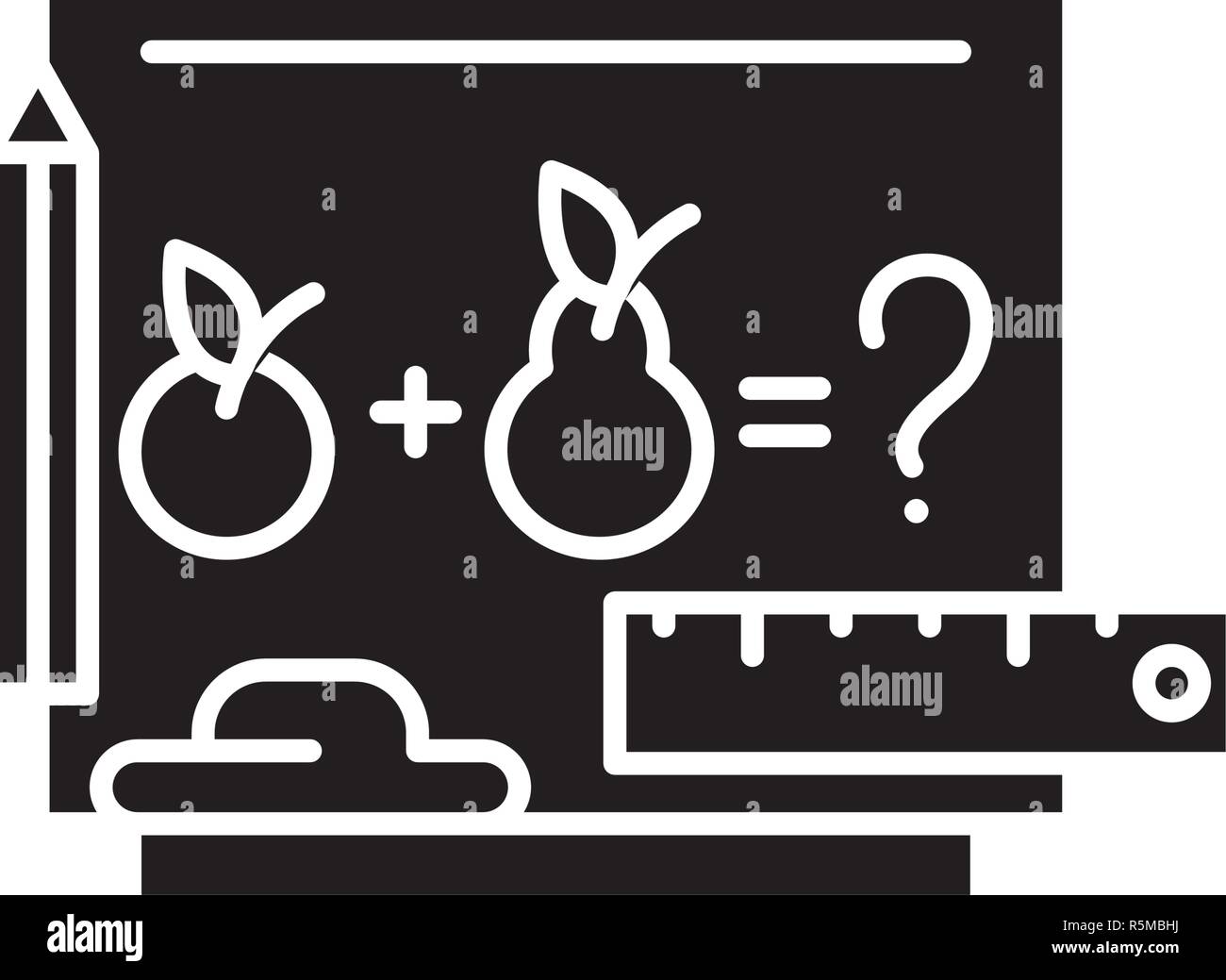 Teaching mathematics black icon, vector sign on isolated background ...