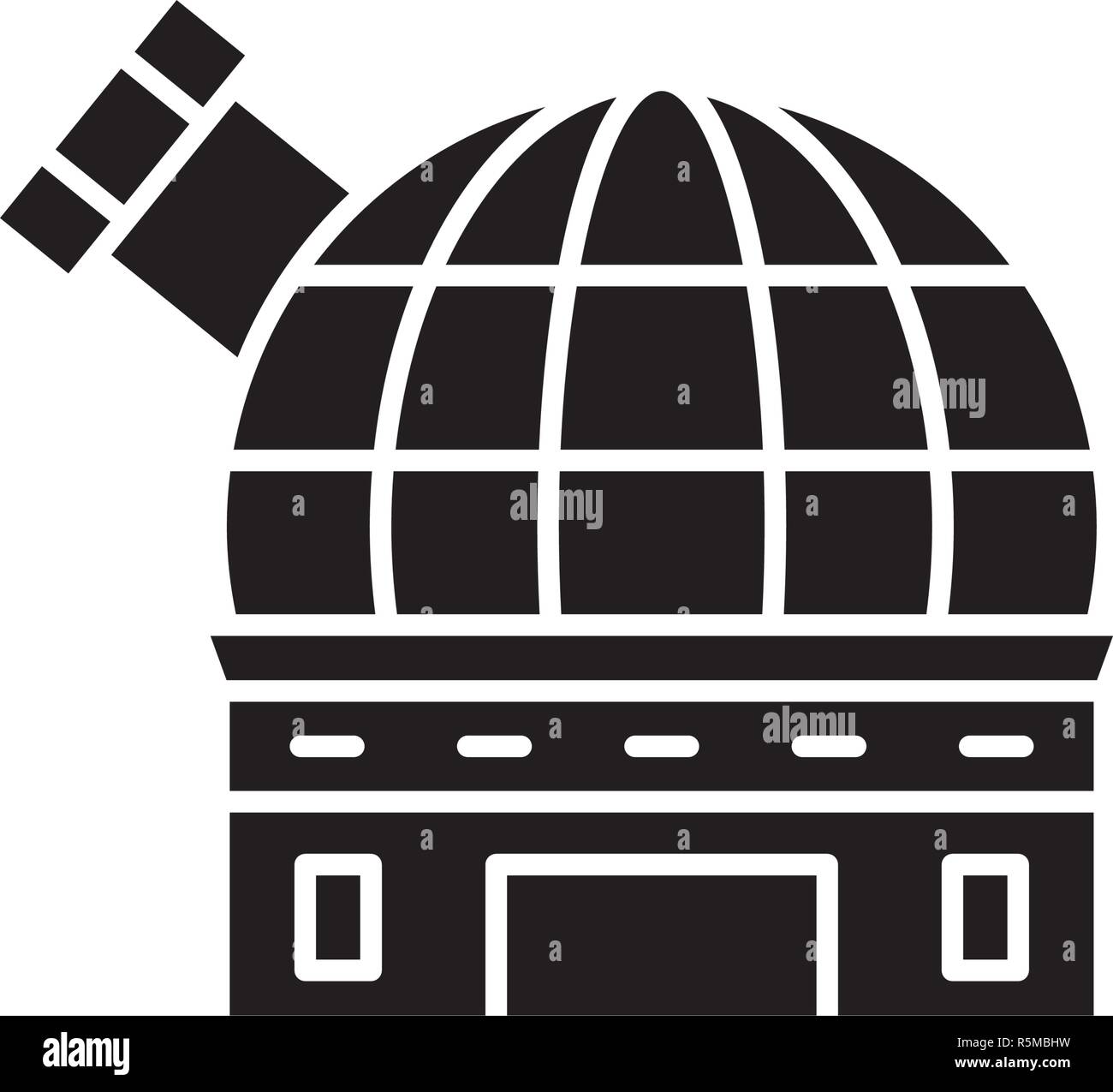 Observatory black icon, vector sign on isolated background. Observatory ...