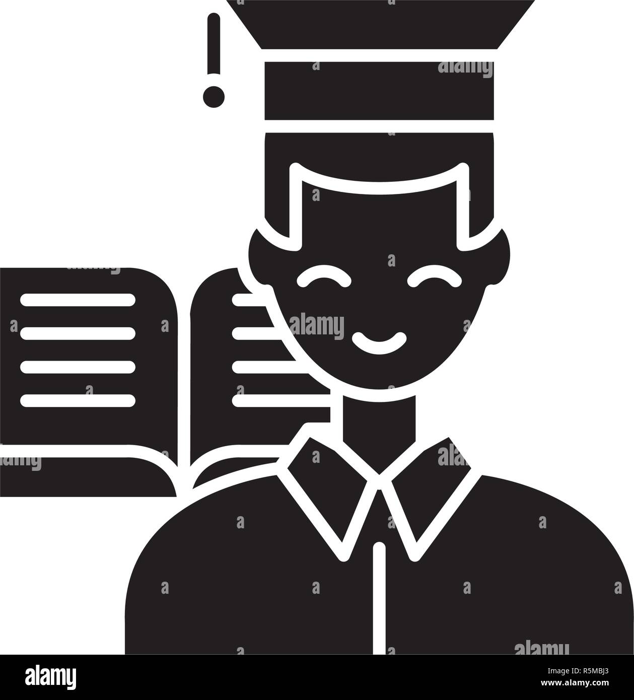 Student black icon, vector sign on isolated background. Student concept ...