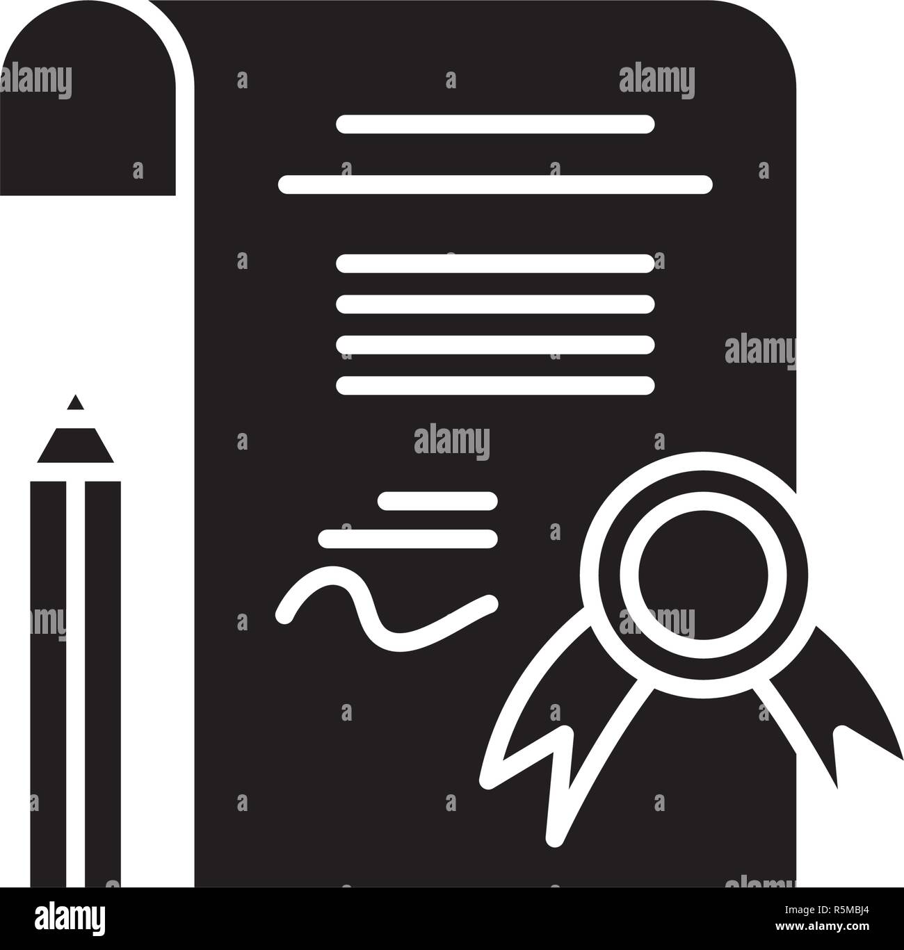 Diploma black icon, vector sign on isolated background. Diploma concept ...