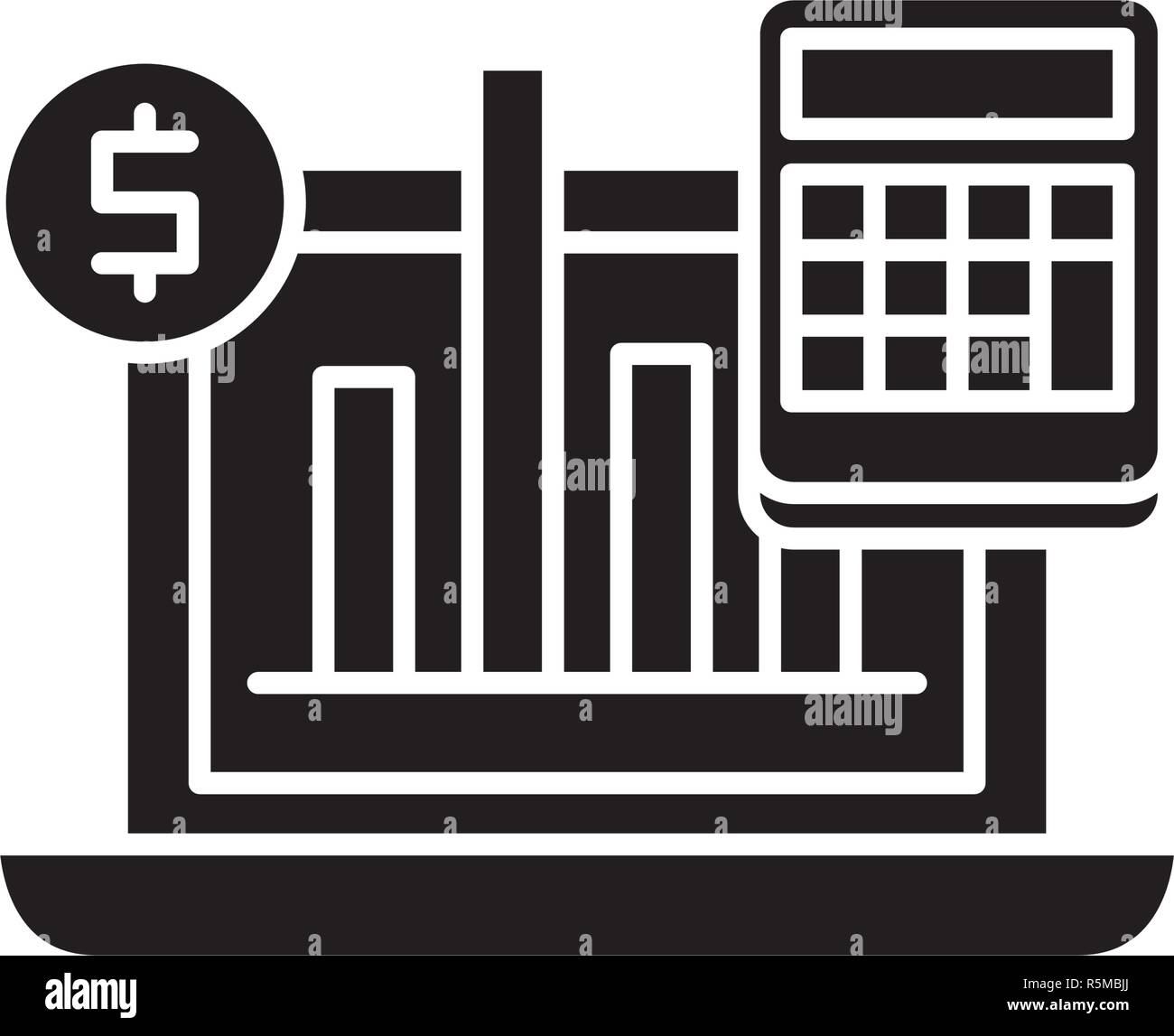 Business indicators black icon, vector sign on isolated background ...