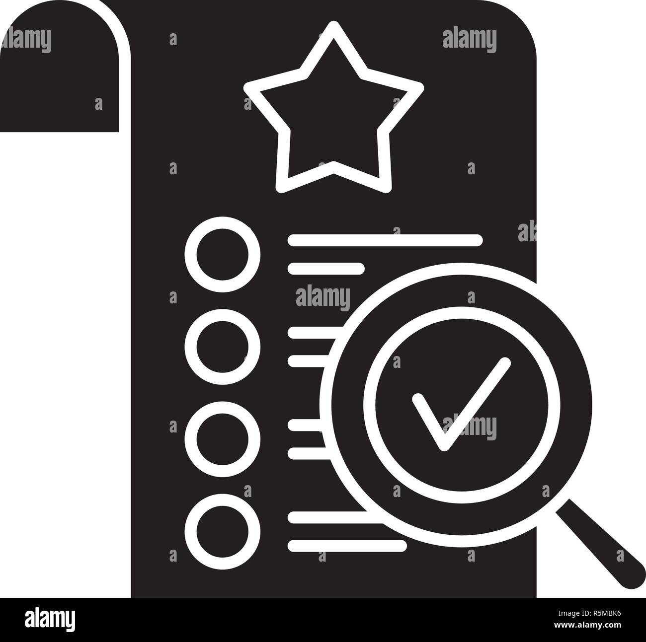 Quality control black icon, vector sign on isolated background. Quality ...