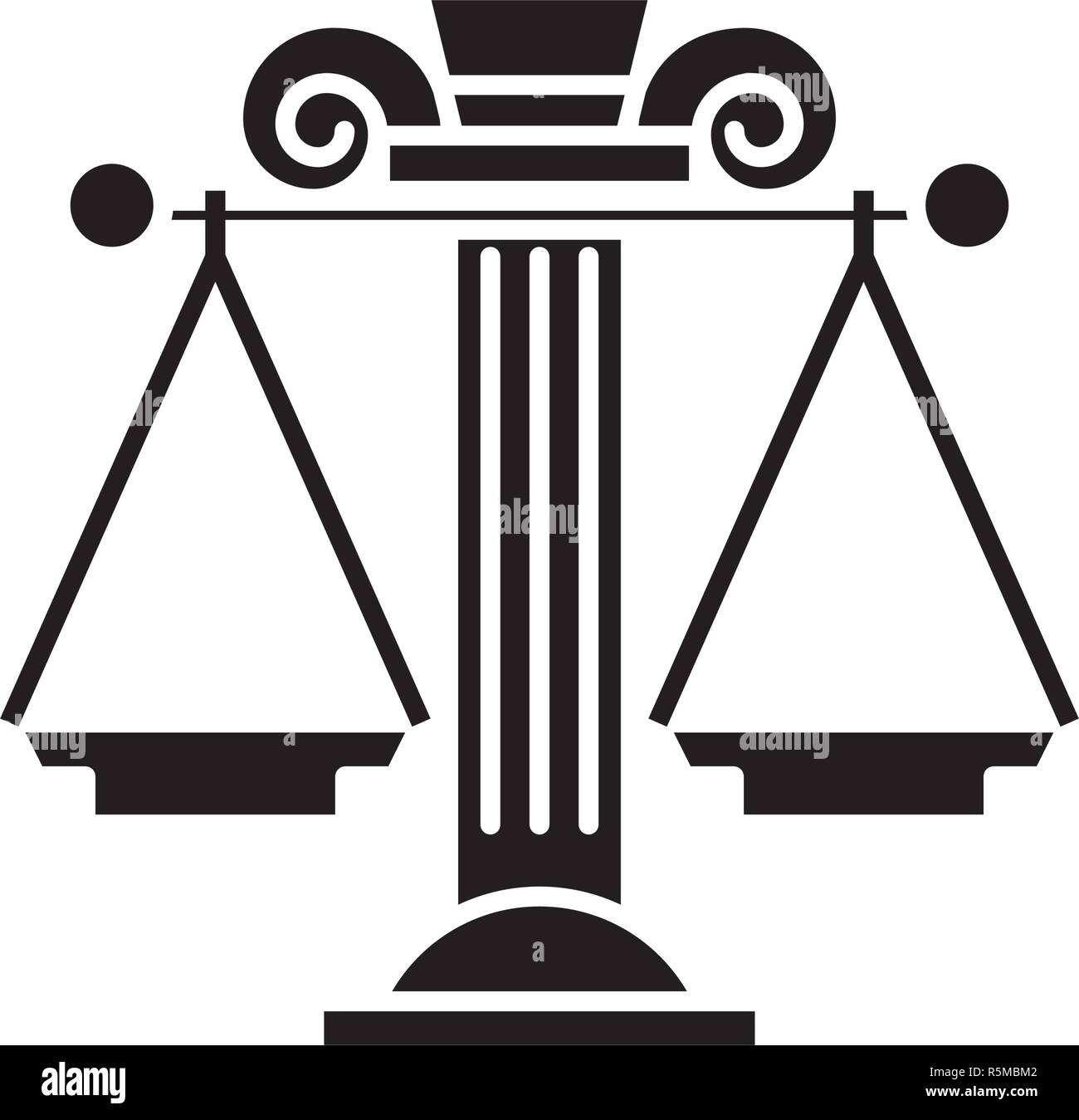 Judicial system black icon, vector sign on isolated background ...