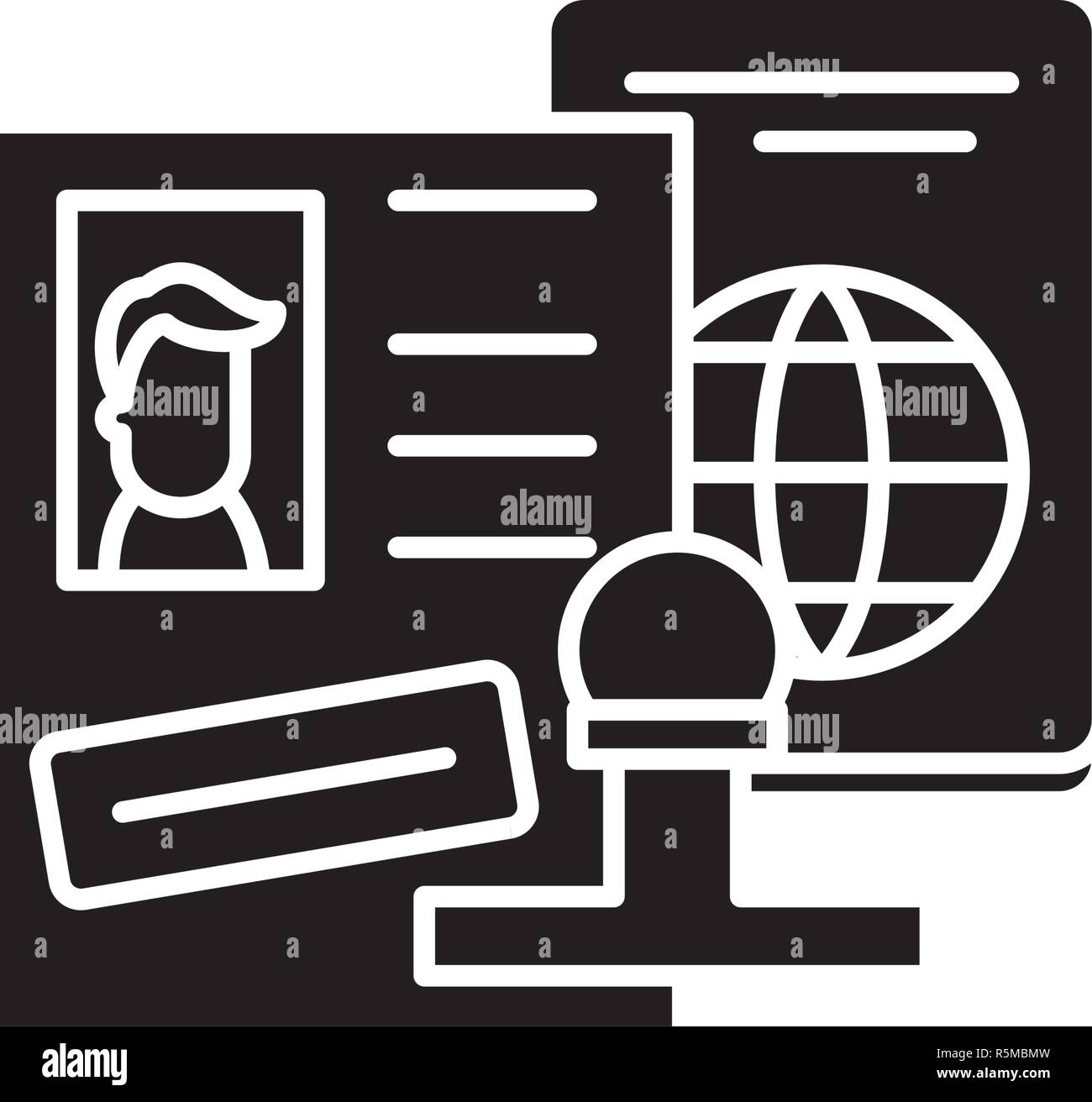 Tourist visa black icon, vector sign on isolated background. Tourist ...