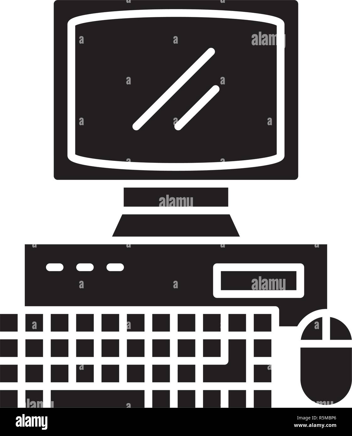 Business laptop black icon, vector sign on isolated background ...