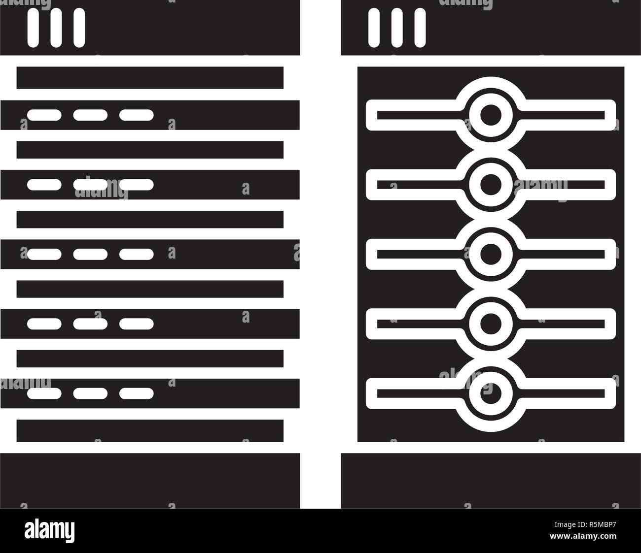 Servers black icon, vector sign on isolated background. Servers concept ...