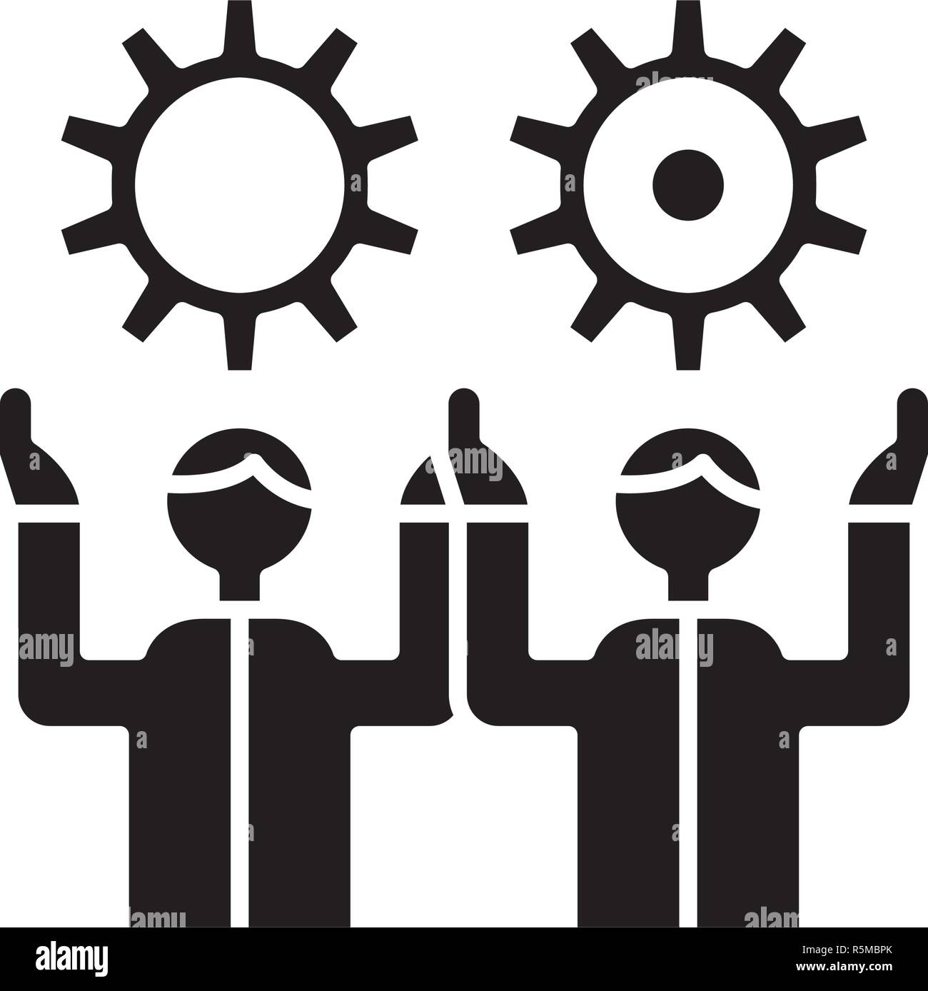 Development team black icon, vector sign on isolated background ...