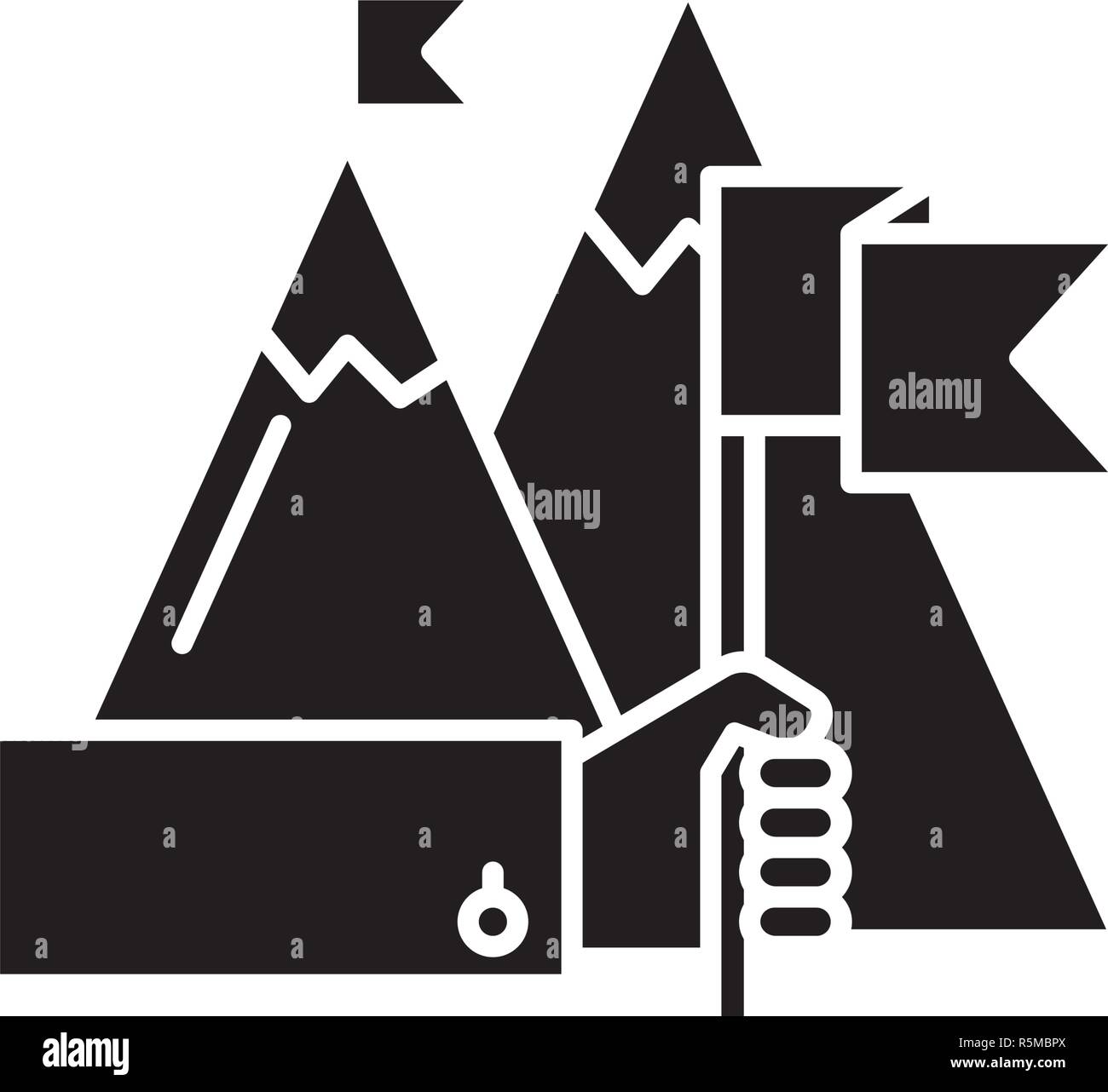 Ambitious goals black icon, vector sign on isolated background ...