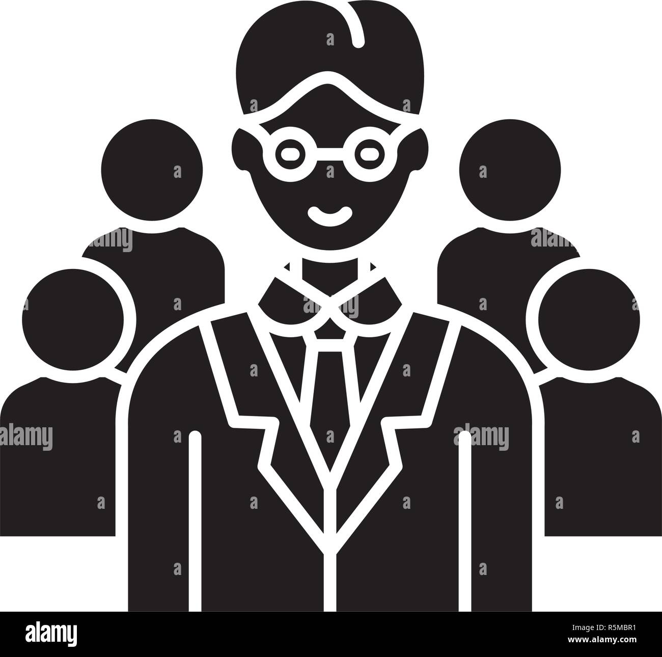 Leading top manager black icon, vector sign on isolated background ...