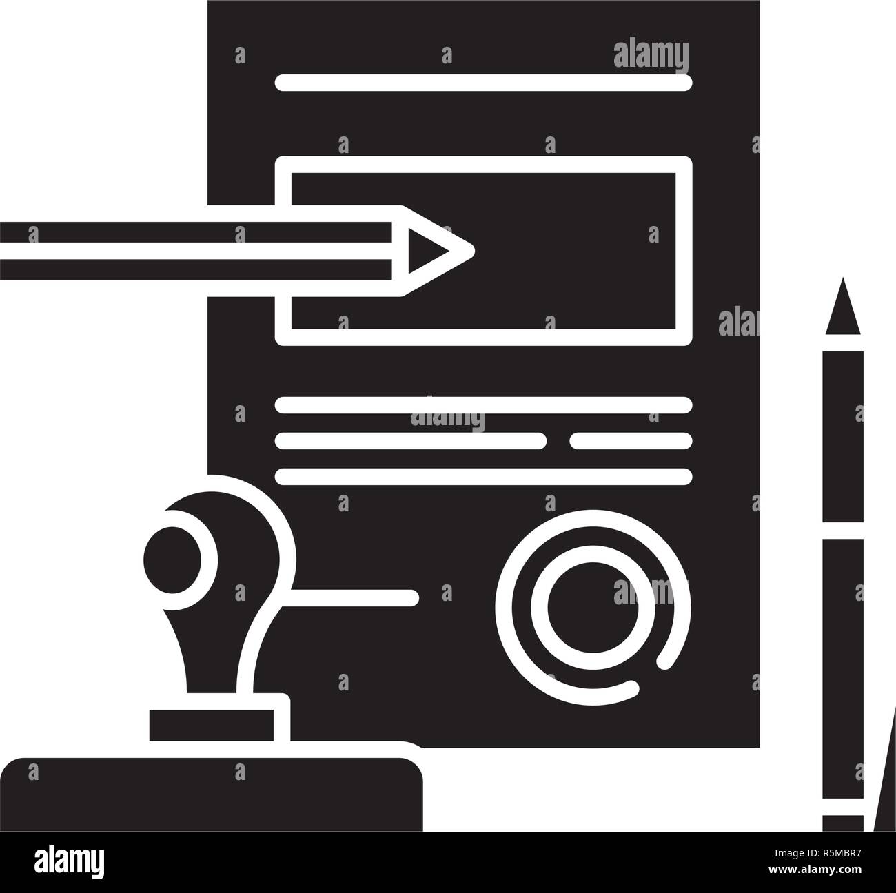 Signing a contract black icon, vector sign on isolated background ...