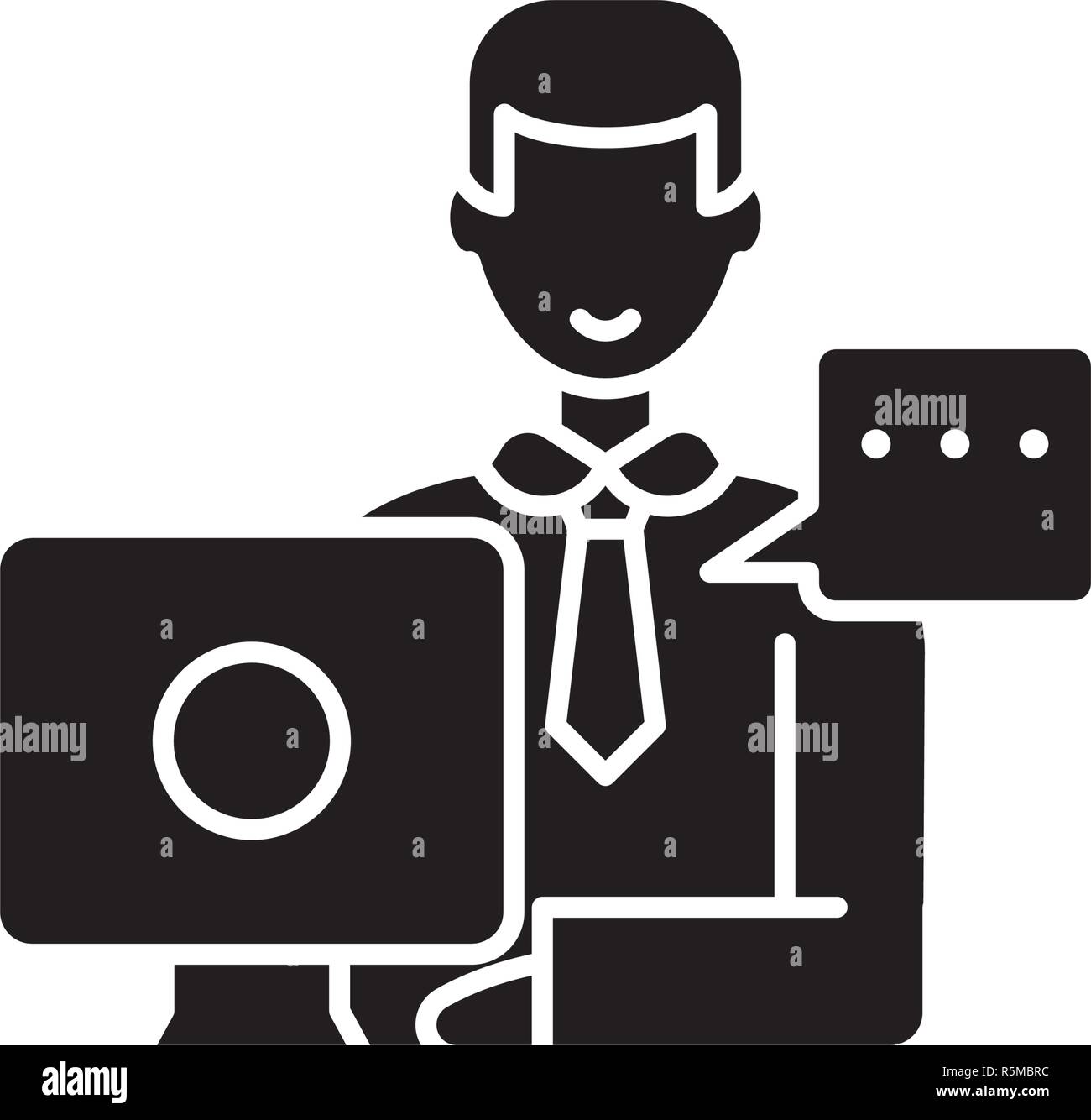 Operational meeting black icon, vector sign on isolated background ...