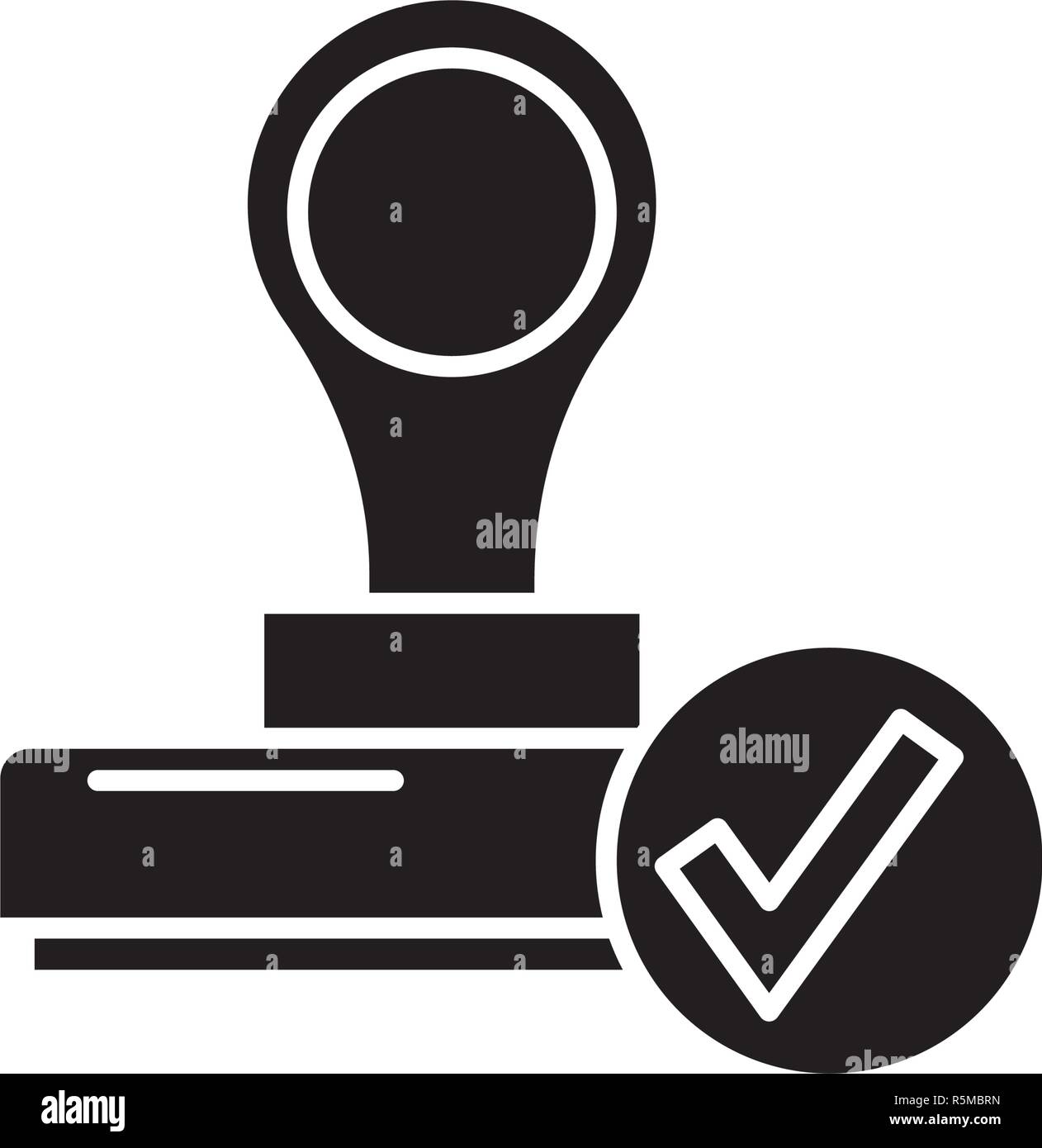 The confirmation black icon, vector sign on isolated background. The ...