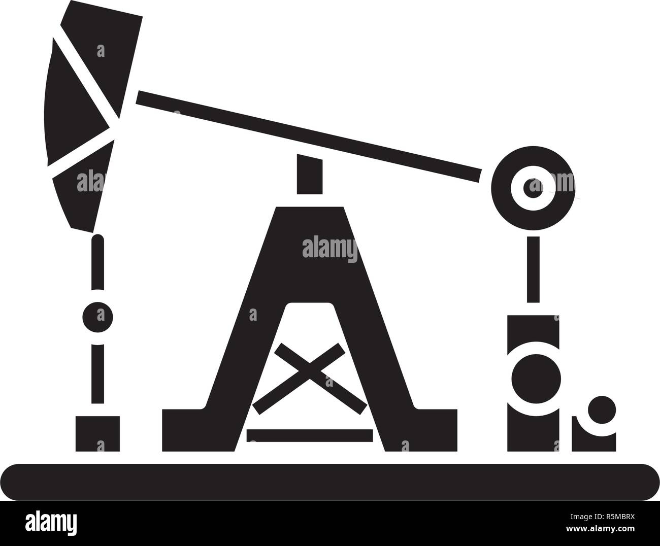 Oil industry black icon, vector sign on isolated background. Oil ...