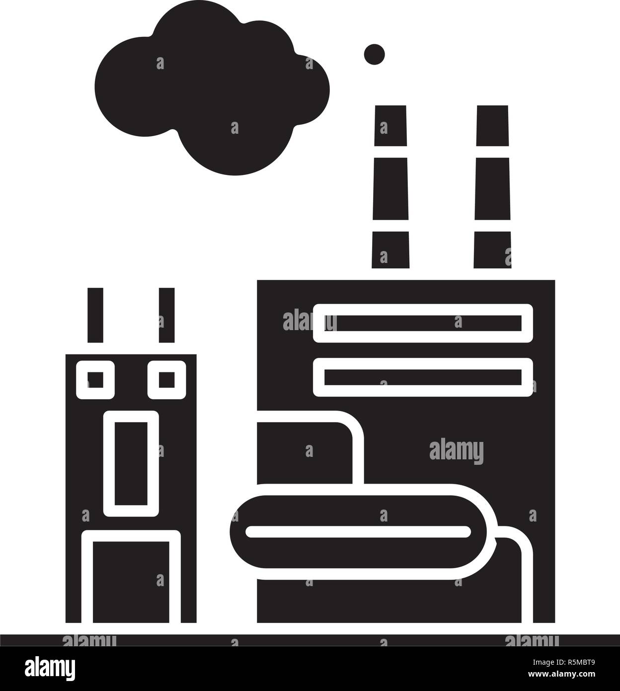 Manufacturing facility black icon, vector sign on isolated background ...