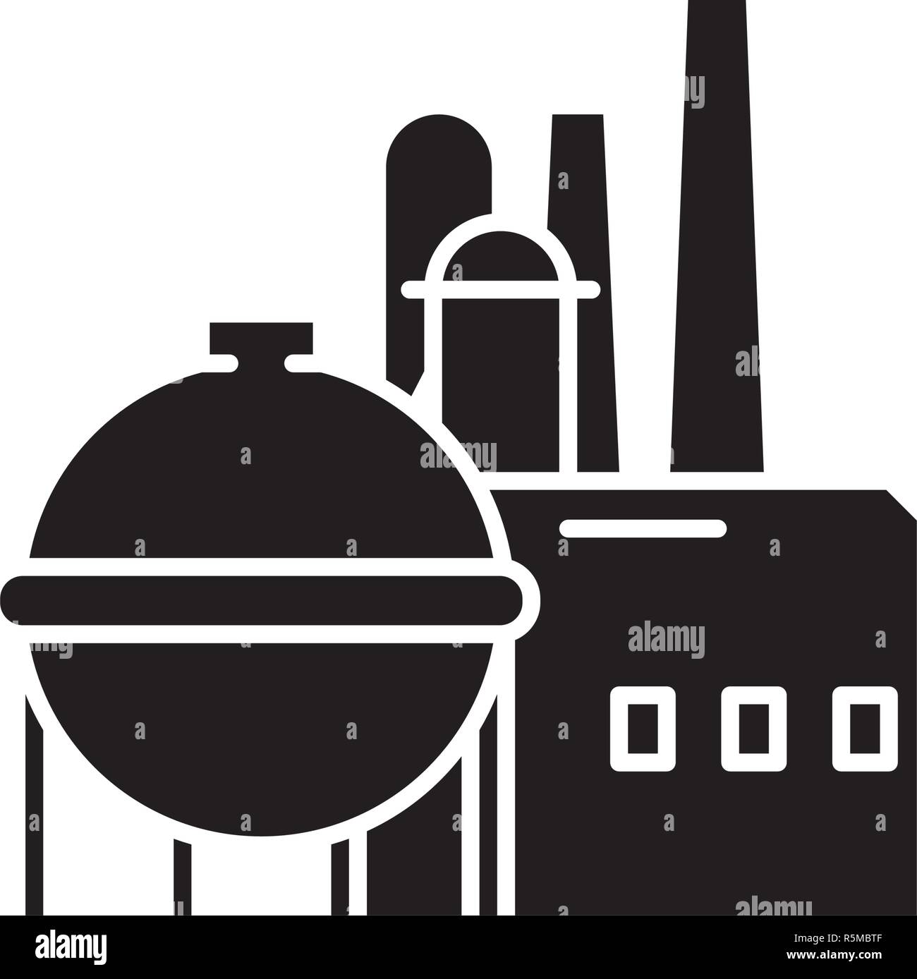 Chemical factory black icon, vector sign on isolated background ...