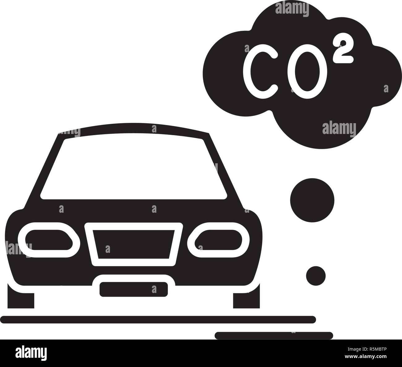 Motor vehicle pollution black icon, vector sign on isolated background ...