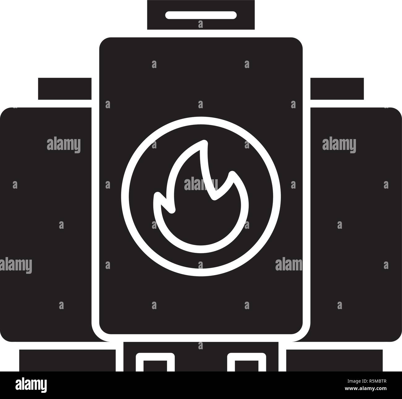 Gas boiler black icon, vector sign on isolated background. Gas boiler ...