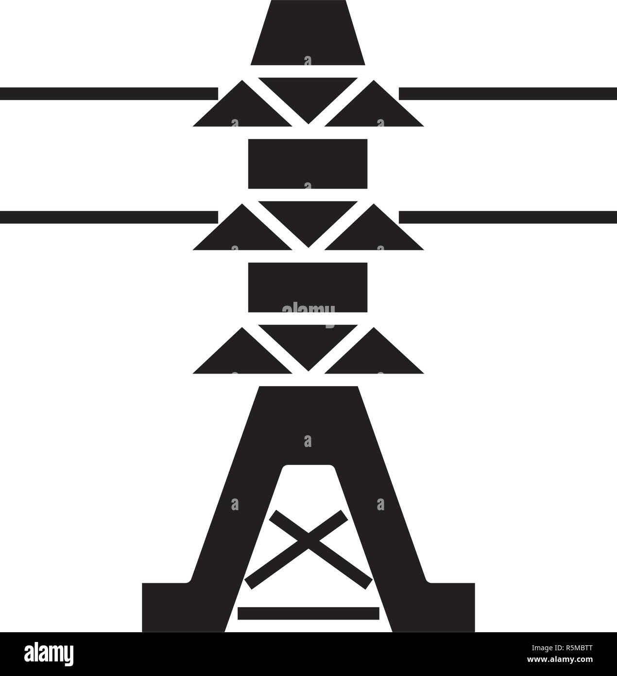 Power lines black icon, vector sign on isolated background. Power lines ...
