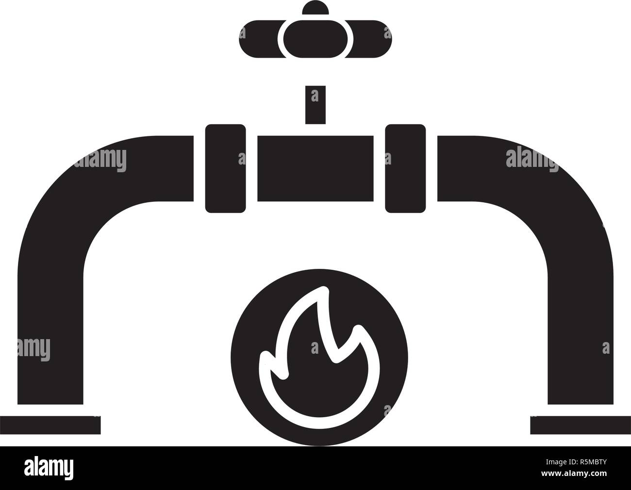Gas Pipeline Black Icon Vector Sign On Isolated Background Gas