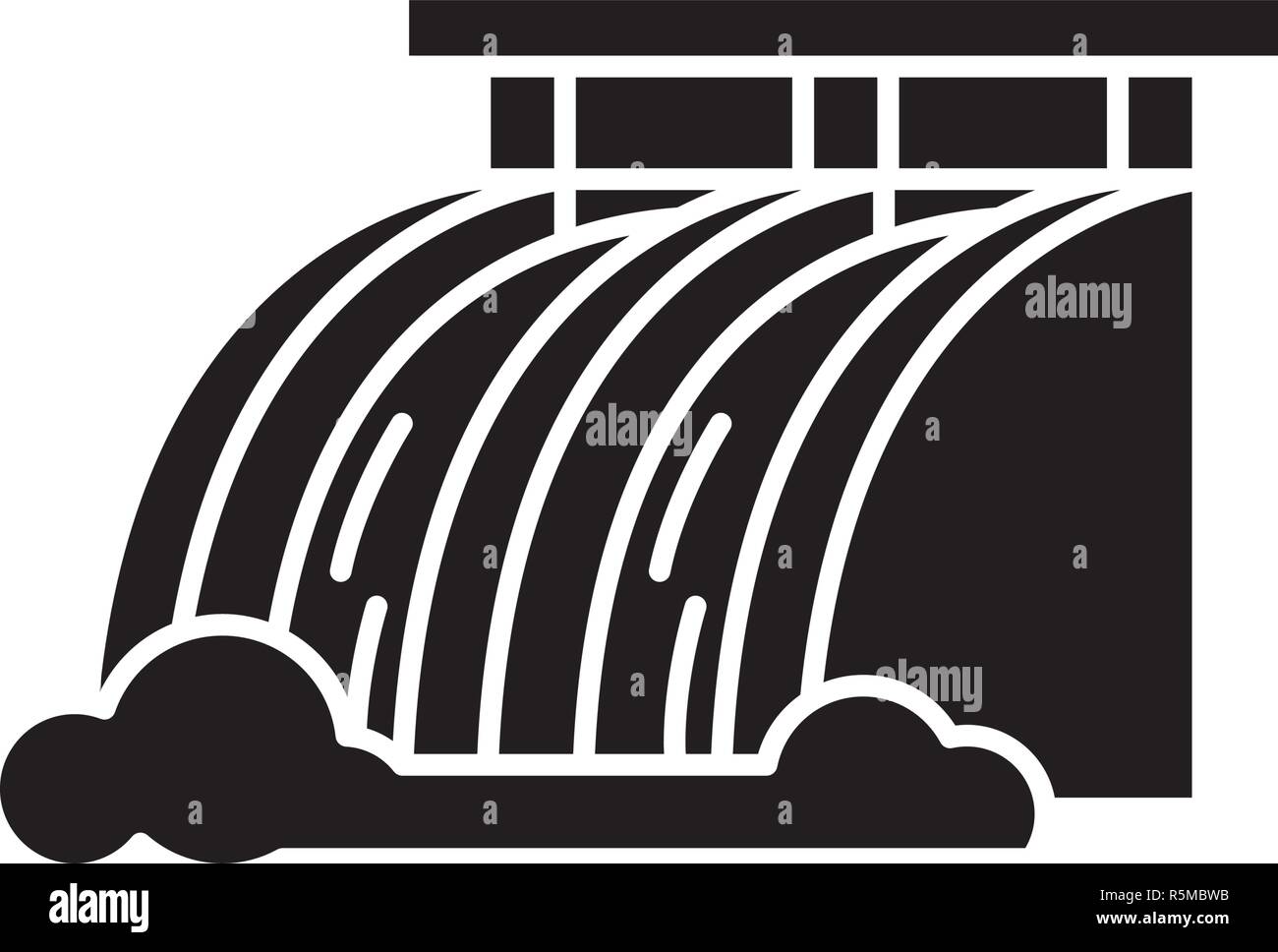 Hydroelectric power station black icon, vector sign on isolated ...
