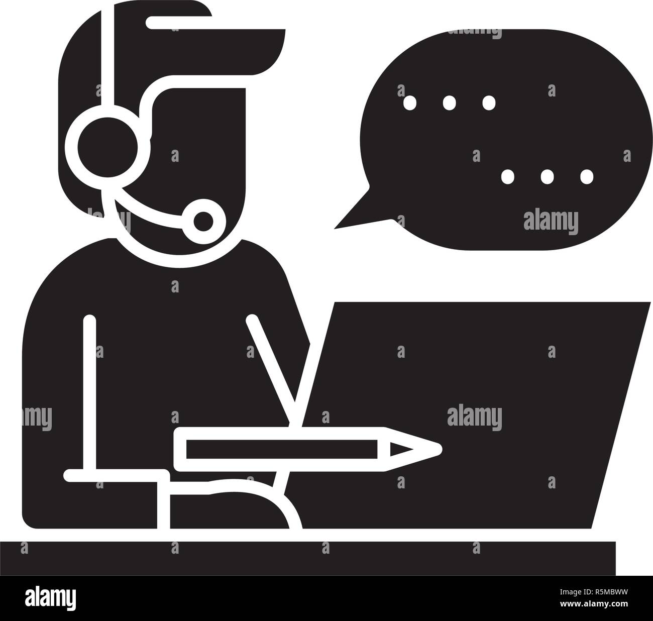 Client support black icon, vector sign on isolated background. Client ...