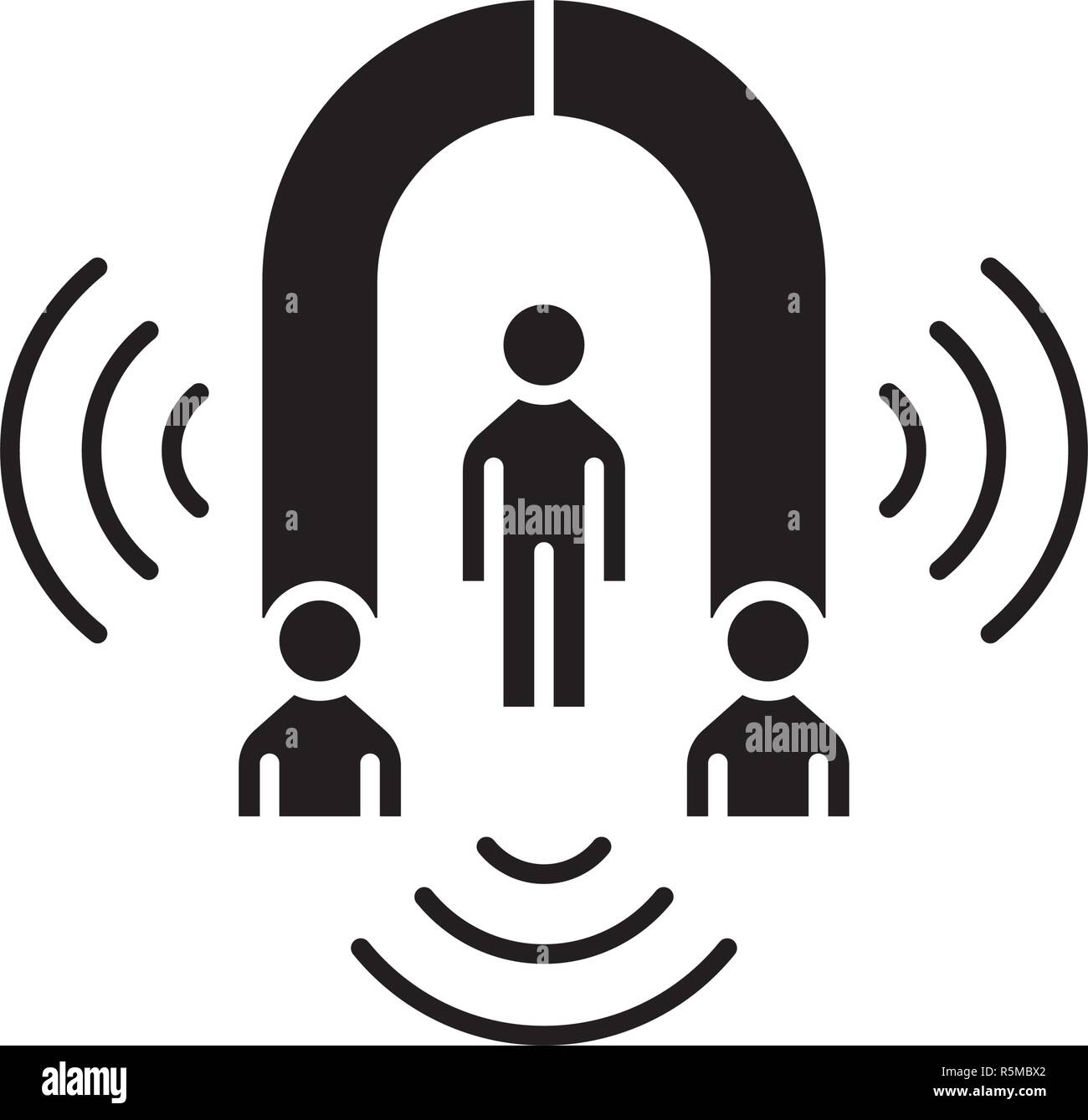 Customer marketing black icon, vector sign on isolated background ...