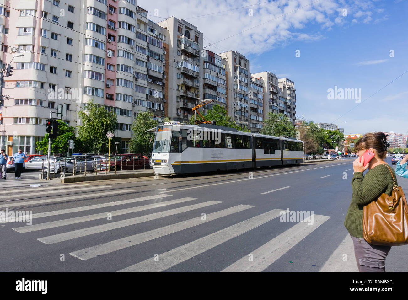 September 23, 2017 Bucharest/Romania - People waiting to cross a street ...